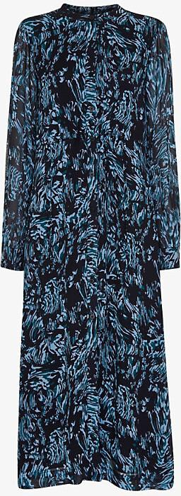 Whistles Womens Button-fastened Tiger-print Woven Midi Dress - ShopStyle