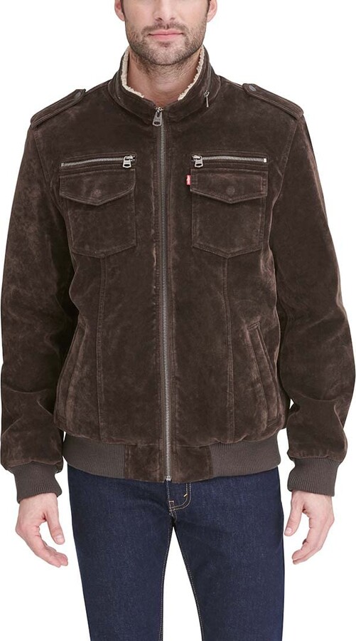 Levi's Men's Faux Suede Sherpa Aviator Bomber Jacket - ShopStyle