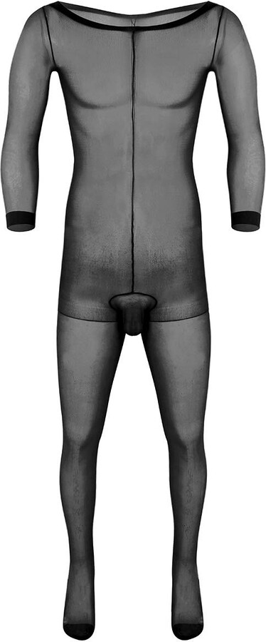 Yeahdor Men's One Piece Teddies Mesh Sheer See Through Skinny Tights ...