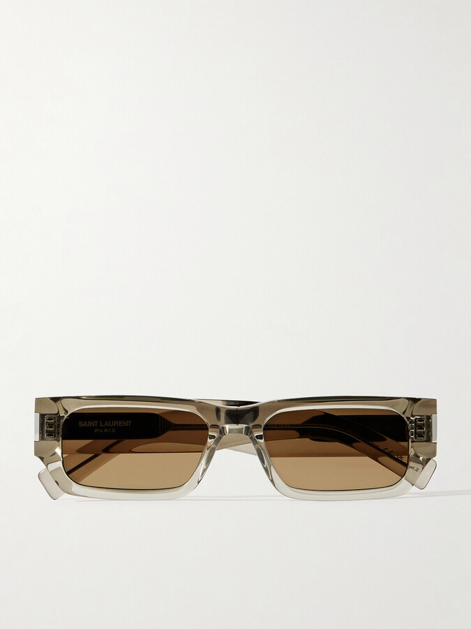 Saint Laurent Eyewear Rectangular-frame Acetate Sunglasses - Beige ...