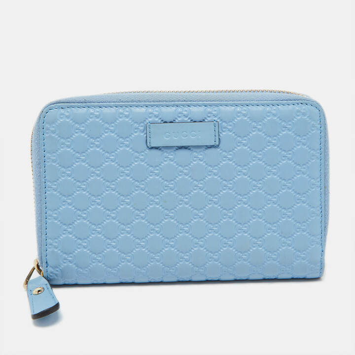 Gucci Blue Microguccissima Leather Zip Around Wallet - ShopStyle