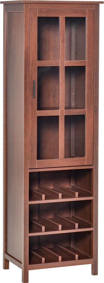 Homcom Wine Cabinet Bar Display Cupboard w/ Glass Door and 3 Cubbies ...