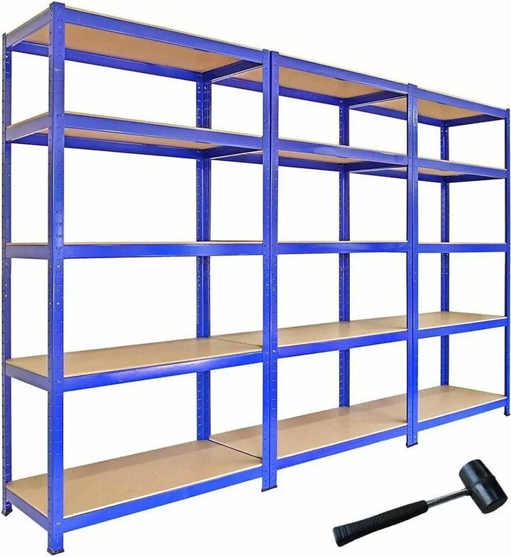 Monstershop T-Rax Pack of 3 Garage Shelving Units - 5 Tier Heavy Duty ...