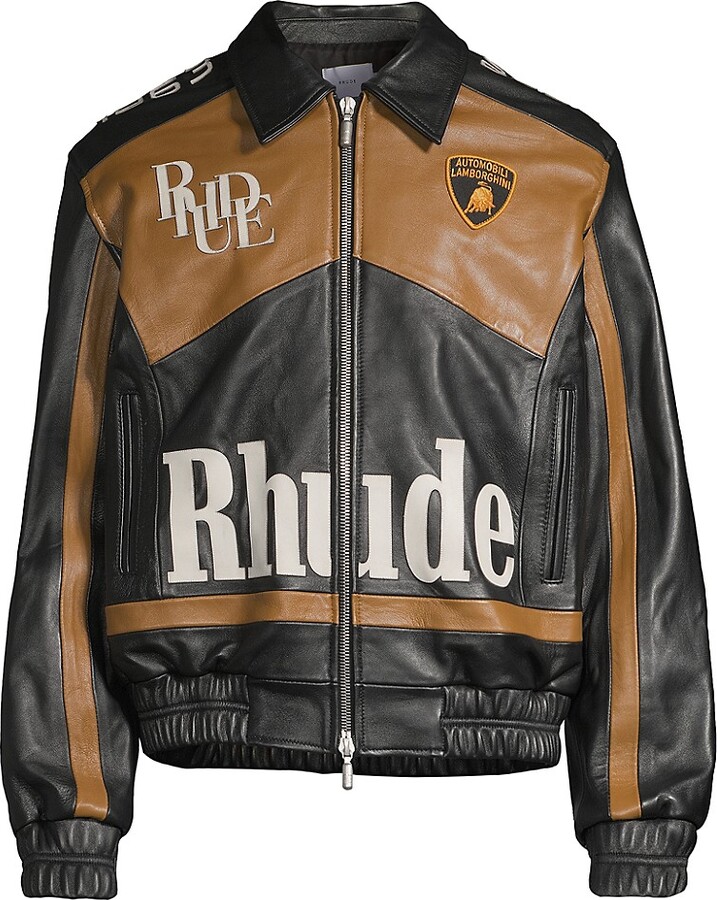 Rhude x Lamborghini Leather Racing Jacket - ShopStyle
