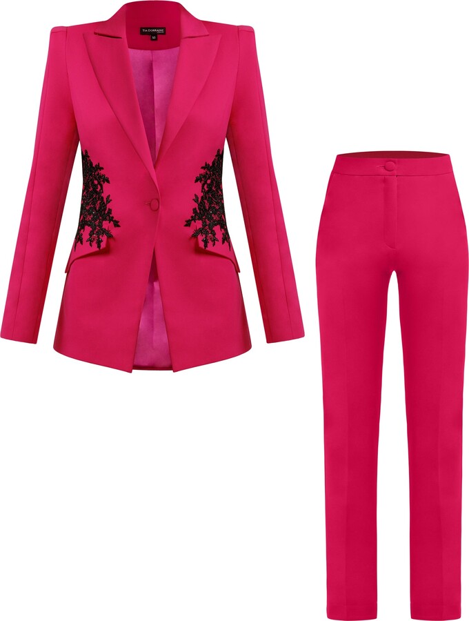 Tia Dorraine Pink / Purple Fantasy Tailored Suit With Embroidery - Pink ...