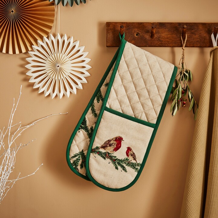 Dunelm Winter Robin Double Oven Gloves Cream - ShopStyle Pot Holders