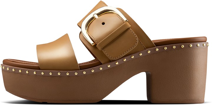 FitFlop Pilar Leather Slide Platforms - ShopStyle Mules & Clogs