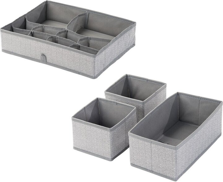 mDesign Fabric Dresser Drawer/Closet Organizer Bins, 2 Pack, Gray ...