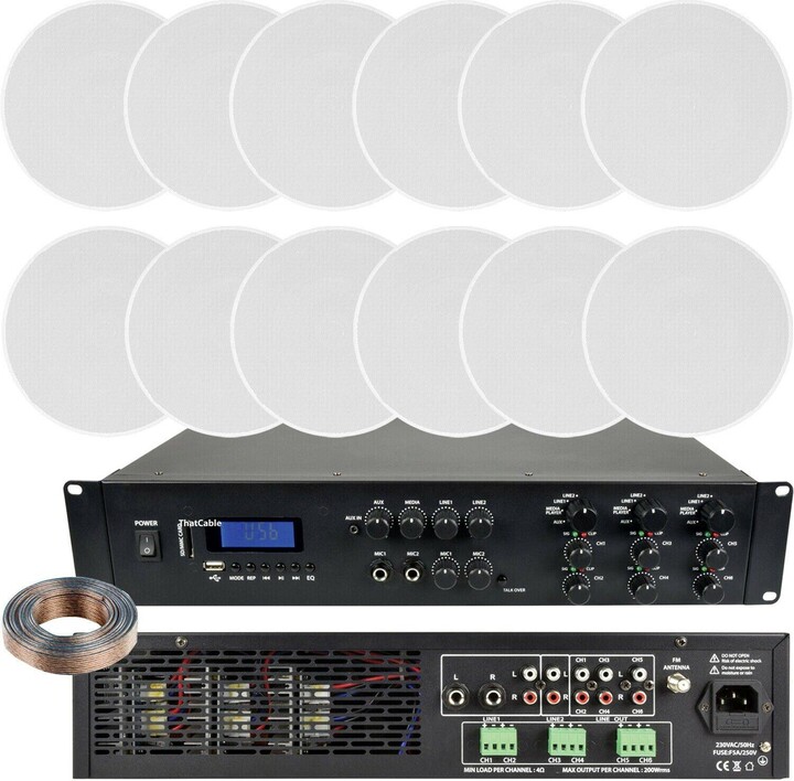 Loops 1200W Loud Bluetooth Sound System 12x 120W Slim Ceiling Speaker 6 ...