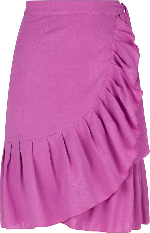 Conquista - Pink Wrap Ruffle Skirt - ShopStyle