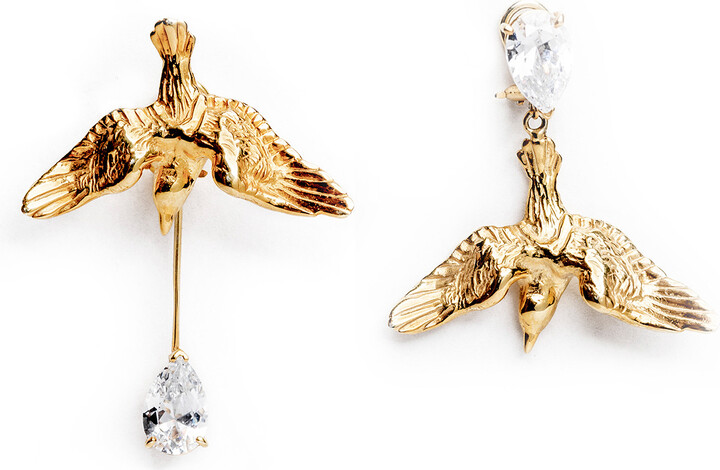 MARCO BAGA - Kawasemi Asymmetric Earrings In 14K Gold - ShopStyle