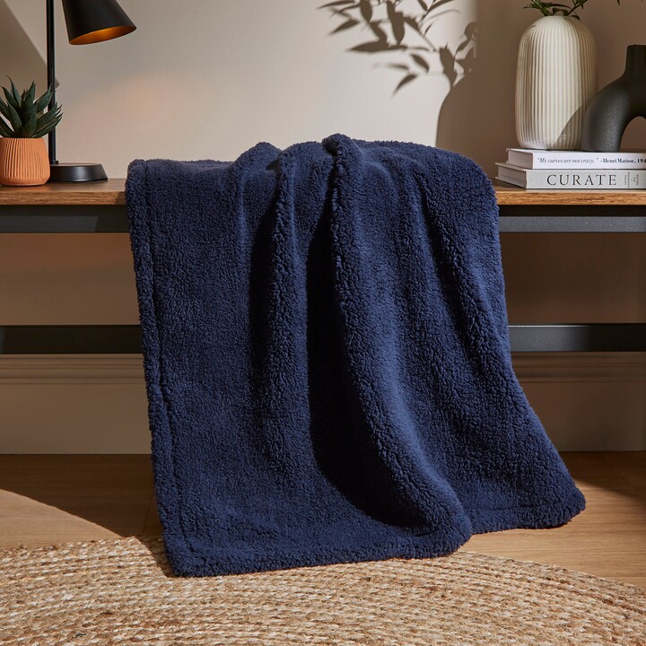 Dunelm Jersey Teddy Throw 130cm x 180cm Navy (Blue) - ShopStyle ...