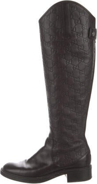 Gucci GG Signature Leather Riding Boots - ShopStyle