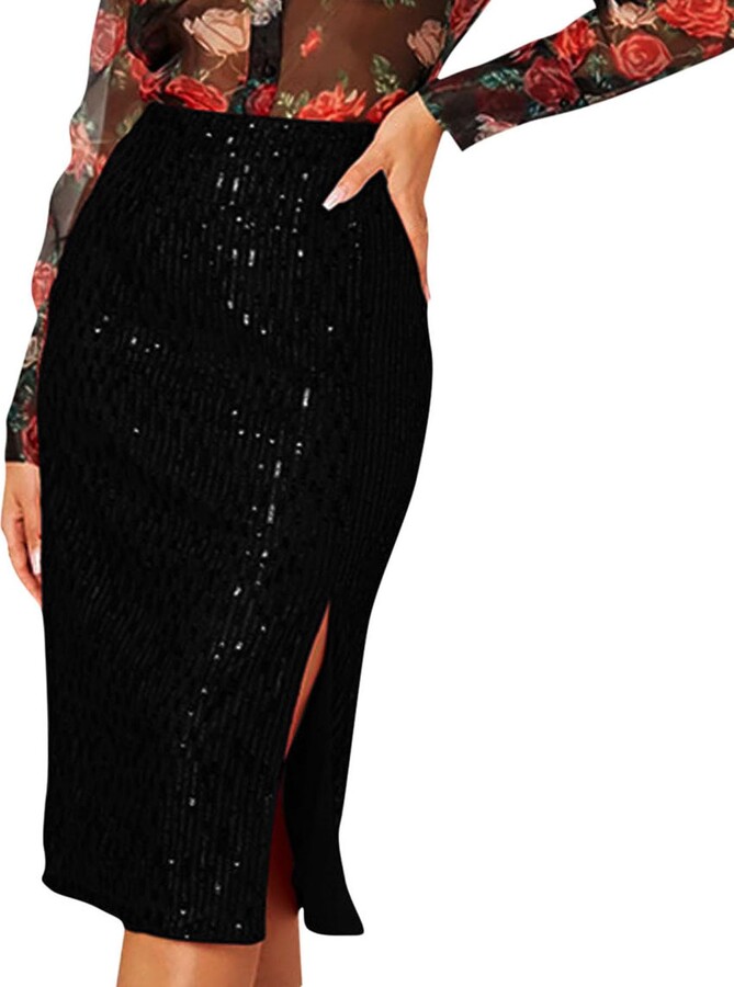 DianD Womens Sequin Mini Skirt Slim Sexy Casual Short Skirts Zip Summer ...