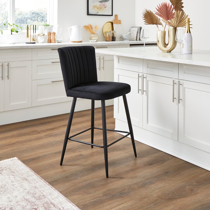 Dunelm Taylor Bar Height Stool, Velvet Taylor Black - ShopStyle