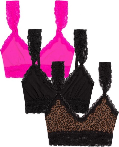Smart & Sexy Women' Signature Lace and Meh Bralette 3 Pack Black Hue ...
