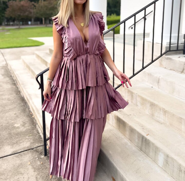 Strut & Bolt Sleeveless Pleats Layer Dress In Mauve - ShopStyle