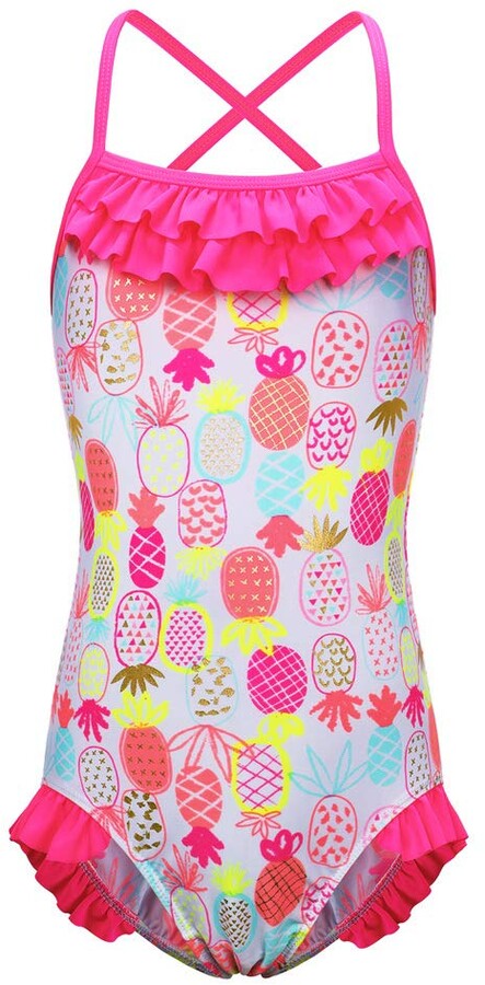 ZNYUNE Girls One Piece Swimsuit Hawaiian Watermelon Coconut Tree Ruffle ...