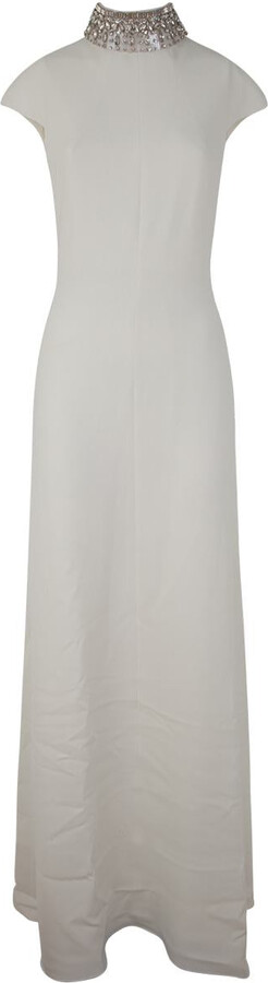 Max Mara Bridal Perim Long Dress With Crystal Neck - ShopStyle