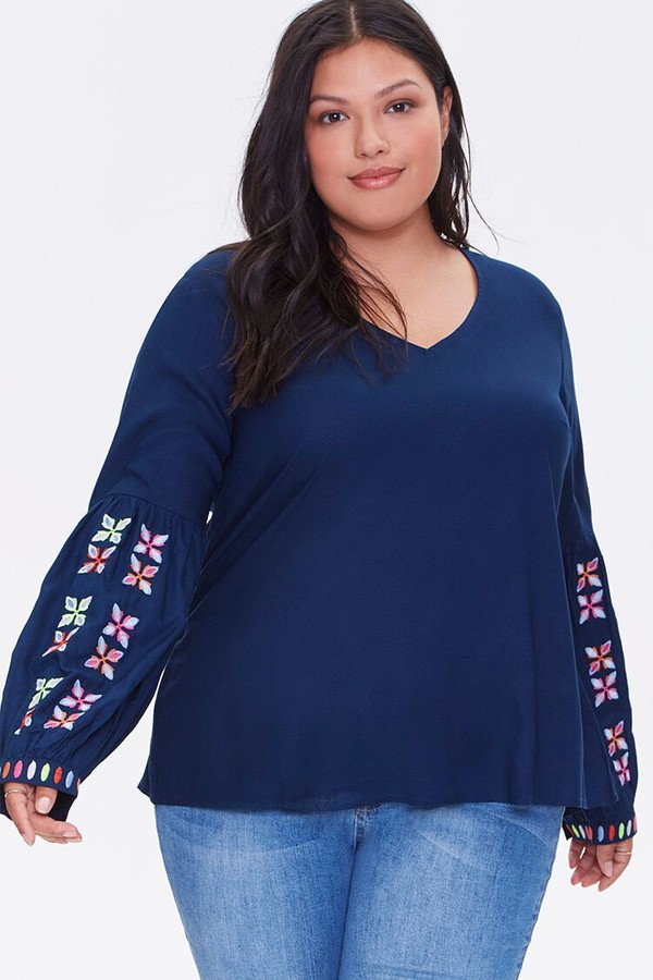 Forever 21 Plus Size Embroidered Peasant Top - ShopStyle