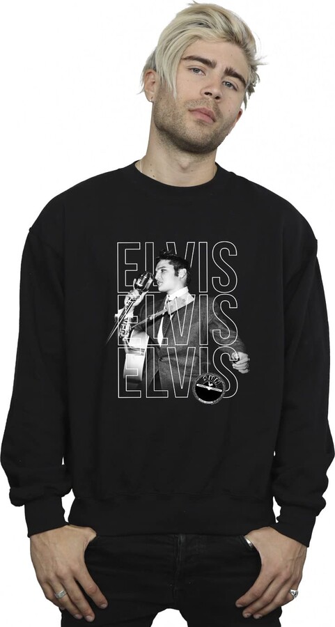 Absolute Cult Elvis Men's Logo Portrait Sweatshirt Black Medium ...