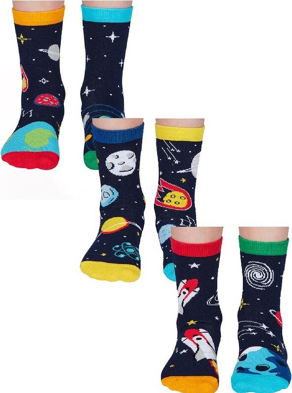 United Odd Socks 6 Pack Boys Cosmic Space Novelty Cotton Odd Socks In ...