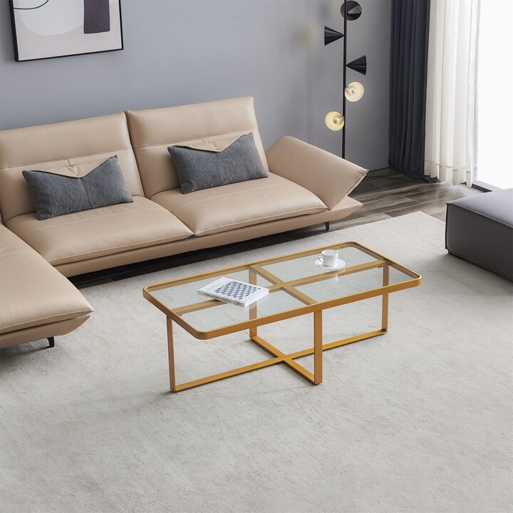 Global Pronex Minimalism rectangle coffee table, metal frame with ...