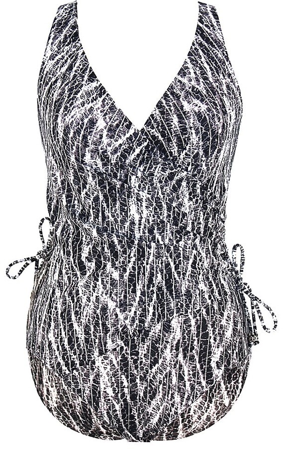 Miraclesuit Chevron Python Eclat Wrap One-Piece Swimsuit - ShopStyle
