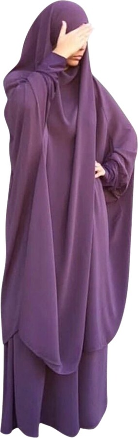 IWEMEK Two Piece Set Muslim Dress Jilbabs for Women Prayer Hijab Khimar ...