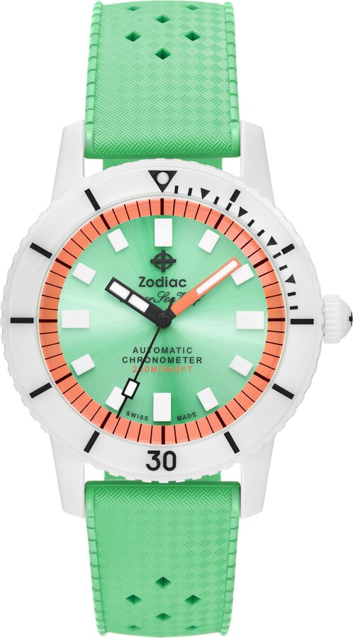 Zodiac Ceramic Compression Diver Automatic Rubber Strap Watch, 41mm ...