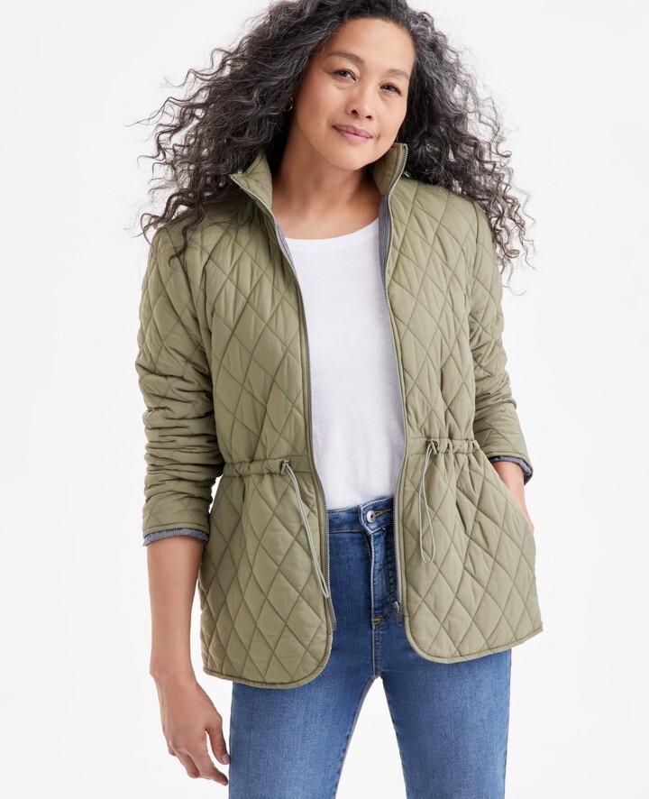 Style&Co. Style & Co Petite Cinch-Waist Quilted Jacket, Exclusively at Macy's - ShopStyle