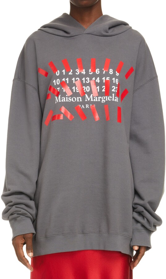 Maison Margiela Numbers Logo Tape Oversize Graphic Hoodie - ShopStyle