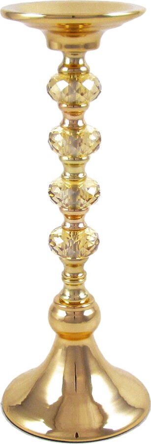 Living Luxury Gold Diamond Gem Crystal Candlestick Pillar Candle Holder ...