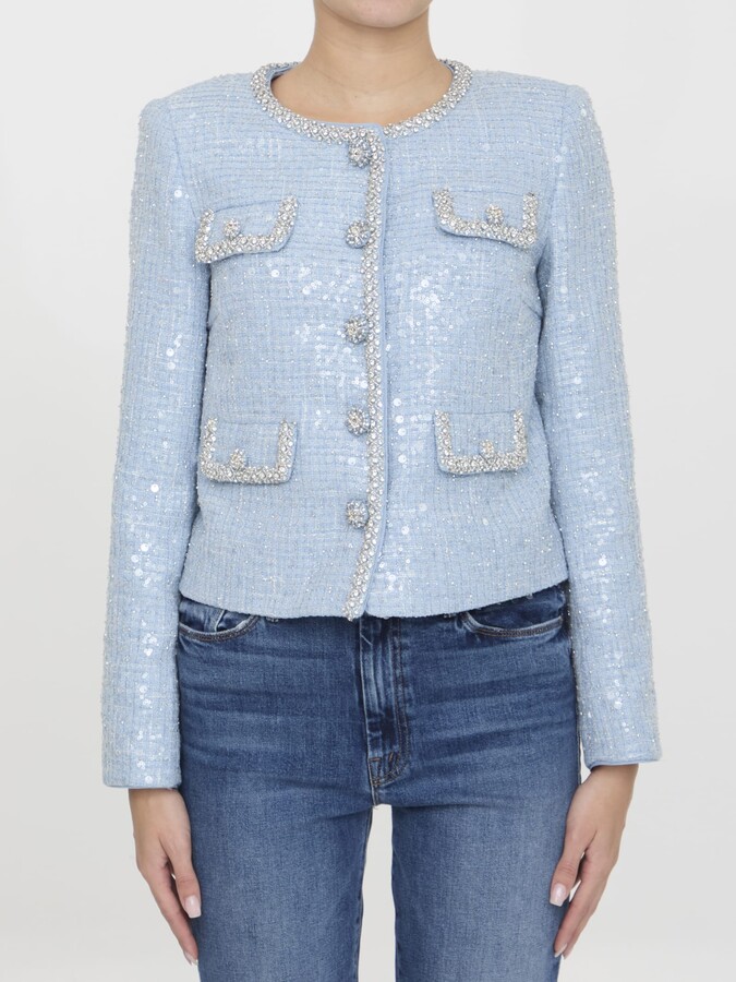 Self-Portrait Sequin Boucle Jacket - ShopStyle