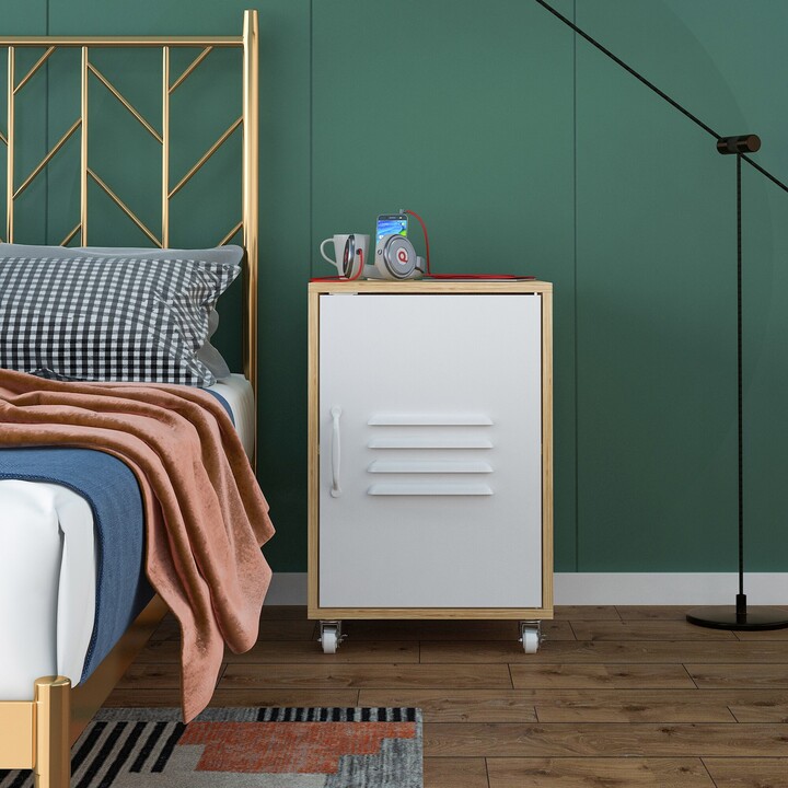 White File Storage Cabinet with Adjustable Shelf &Mobile Wheel - ShopStyle