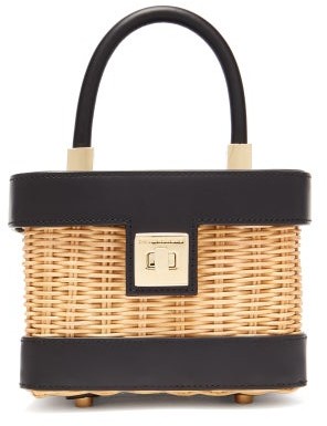 Sparrows Weave - The Cubist Leather And Wicker Bag - Black Multi ...