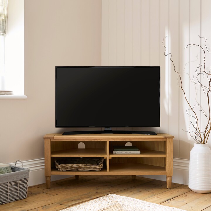Churchgate Walcote Open Corner Tv Unit for Tvs Up To 42, Solid Oak Oak ...