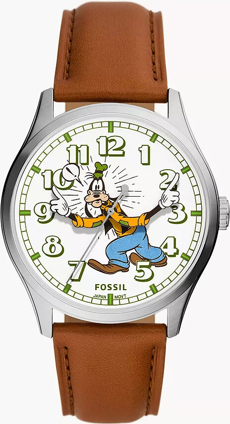 Fossil Disney X Special Edition Three-Hand Medium Brown Leather Watch ...