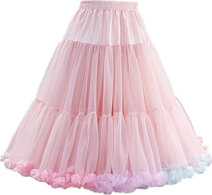 ZAYZ Vintage Petticoats Womens Pleated Tulle Crinoline Tutu Fluffy Soft ...