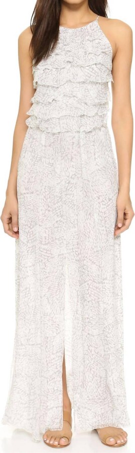 L'Agence Adriana Ruffle Maxi Dress In Dove/magnolia - ShopStyle