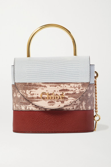Chloé Aby Lock Small Lizard-effect Leather Shoulder Bag - Brown - ShopStyle
