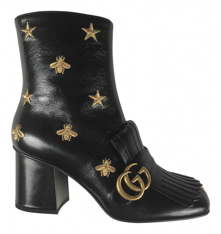 Gucci Marmont Black Leather Ankle boots - ShopStyle