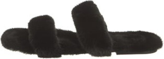Saint Laurent Mink Slides - ShopStyle
