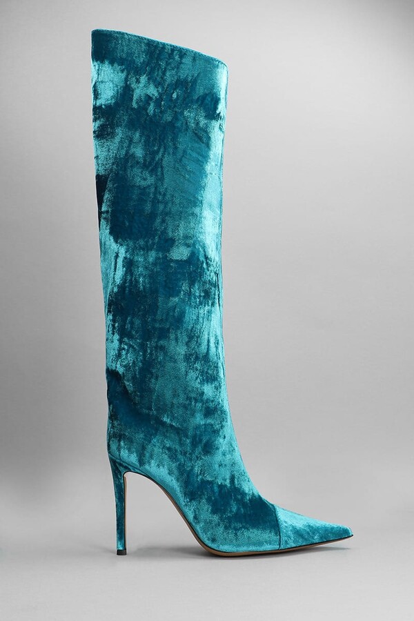 Alexandre Vauthier High Heels Boots In Green Velvet - ShopStyle