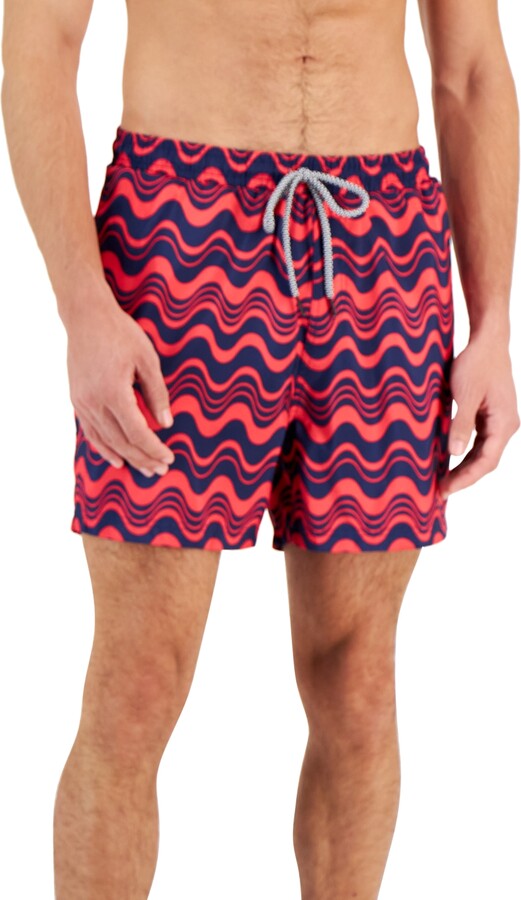 INC International Concepts Men's Wave-Print Swim Shorts, Created for ...