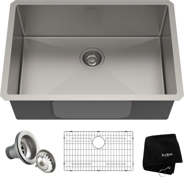 Kraus Standart Pro 28 in. 16 Gauge Undermount Single Bowl Stainless ...