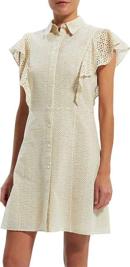 Theory Nova Eyelet Ruffle Sleeve Shirtdress - ShopStyle Day Dresses