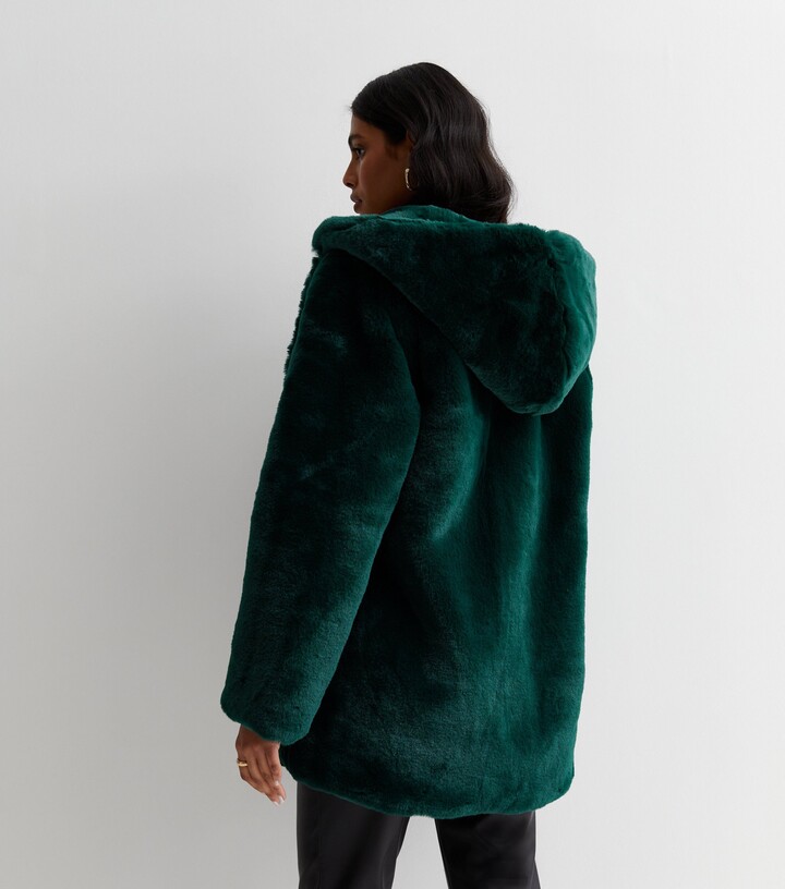 Gini London Green Faux Fur Hooded Jacket - ShopStyle