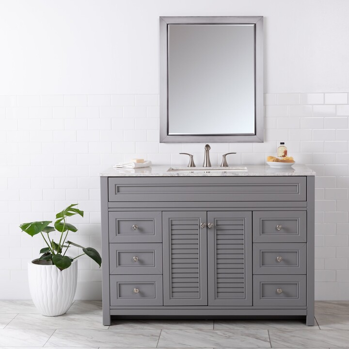 Spring Mill Cabinets 49" Rillette Coastal-Style Bathroom Vanity With 2 ...