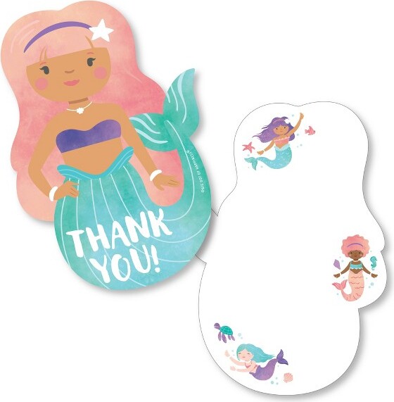 Big Dot of Happiness Mermaid Thank You Cards with Envelopes, Flat ...